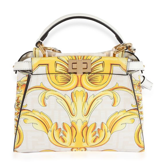 Fendi | Bags | Fendi X Versace Fendace Gold Baroque White Ff Motif Mini ...